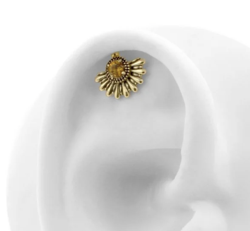Gouden Vertical Helix Citrine Sun - Threadless » The Art Of Piercings